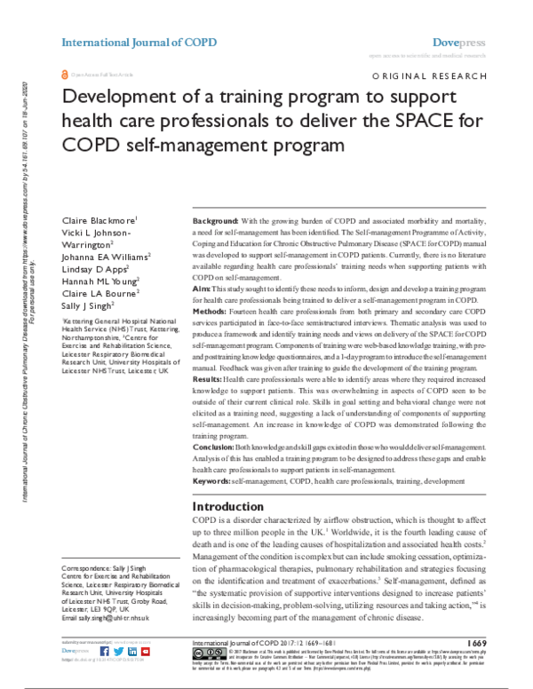 (PDF) Development of a training program to support health care ...