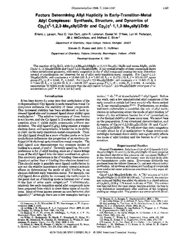 (PDF) Factors determining allyl hapticity in early-transition-metal ...