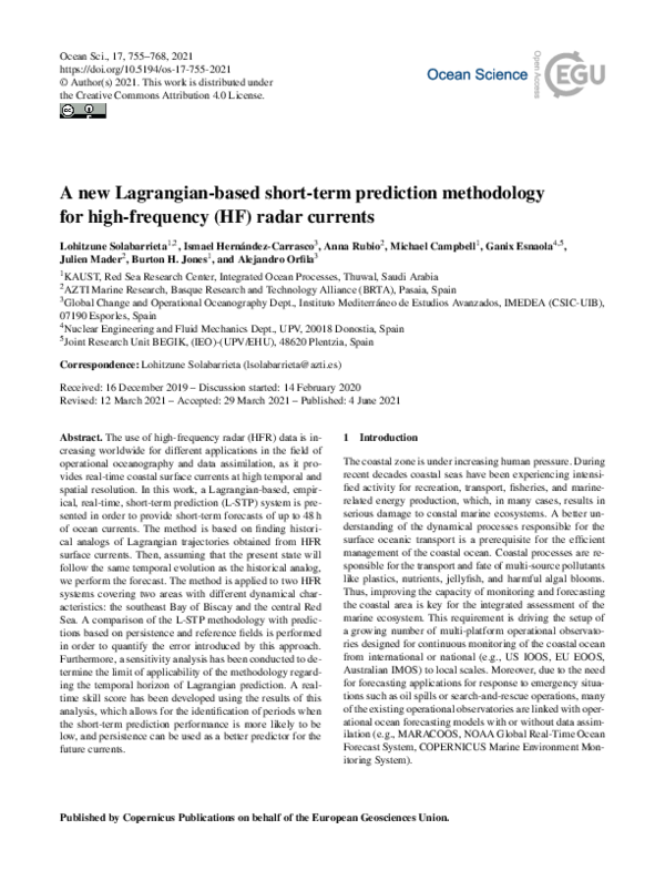 (PDF) A new Lagrangian-based short-term prediction methodology for high ...