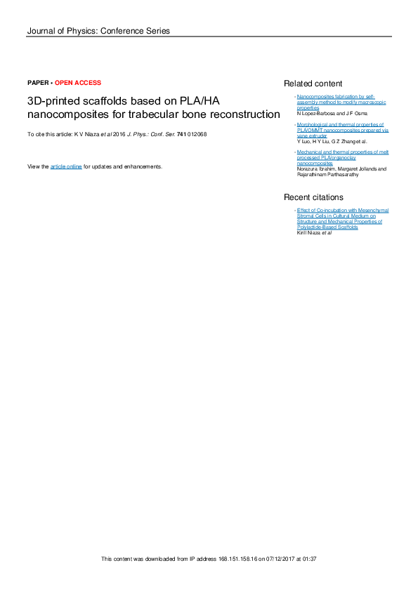 (PDF) 3D-printed scaffolds based on PLA/HA nanocomposites for ...