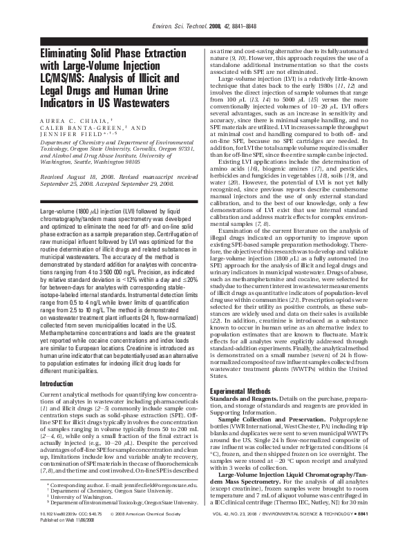 Pdf Eliminating Solid Phase Extraction With Large Volume Injection Lcmsms Analysis Of