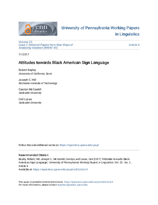 (PDF) Attitudes towards Black American Sign Language