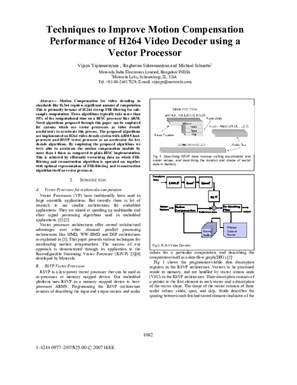 (PDF) Techniques to improve motion compensation performance of H264 video decoder using a vector ...