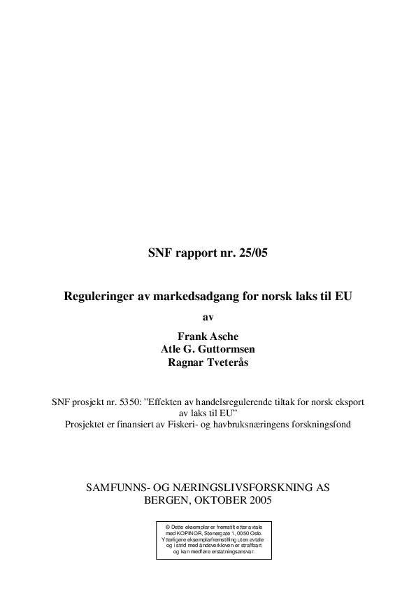 (PDF) Reguleringer av markedsadgang for norsk laks til EU