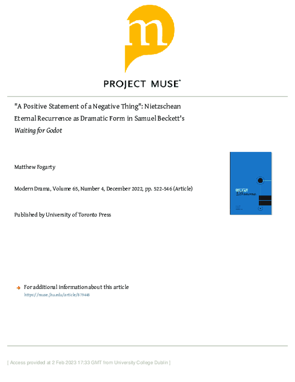 (PDF) "A Positive Statement of a Negative Thing": Nietzschean Eternal ...
