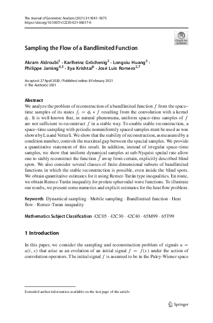 (PDF) Sampling the Flow of a Bandlimited Function