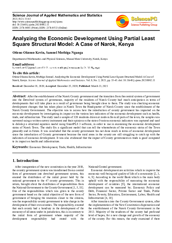 (PDF) Analyzing the Economic Development Using Partial Least Square ...