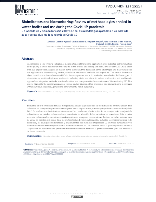 (PDF) Bioindicators and biomonitoring: Review of methodologies applied ...