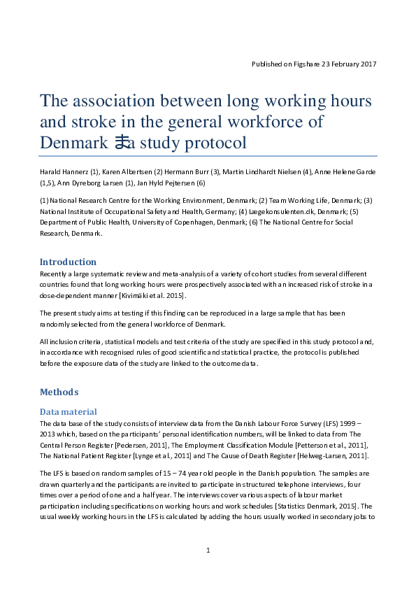 (PDF) The association between long working hours and stroke in the ...