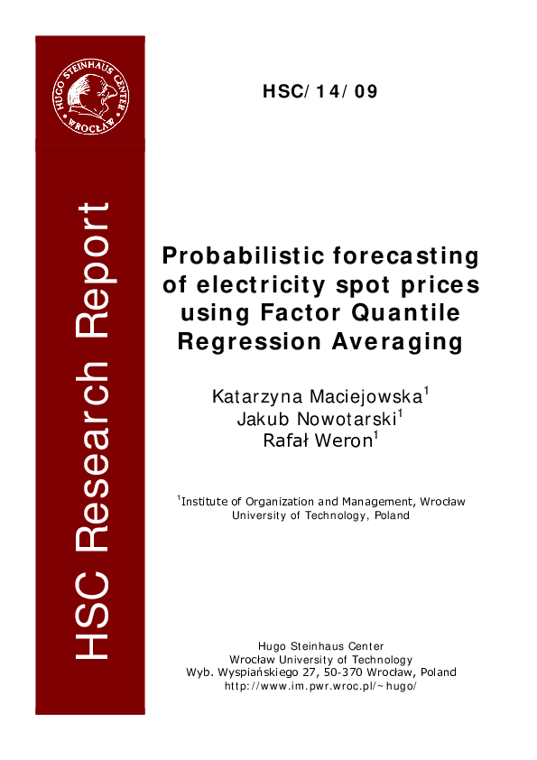 (PDF) Probabilistic forecasting of electricity spot prices using Factor Quantile Regression ...