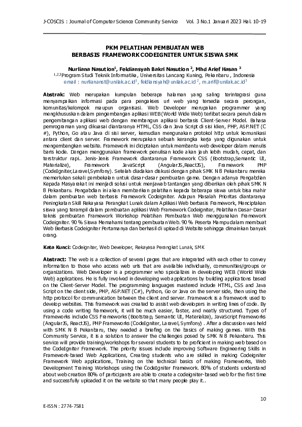 (PDF) PKM Pelatihan Pembuatan Web Berbasis Framework Codeigniter Untuk ...