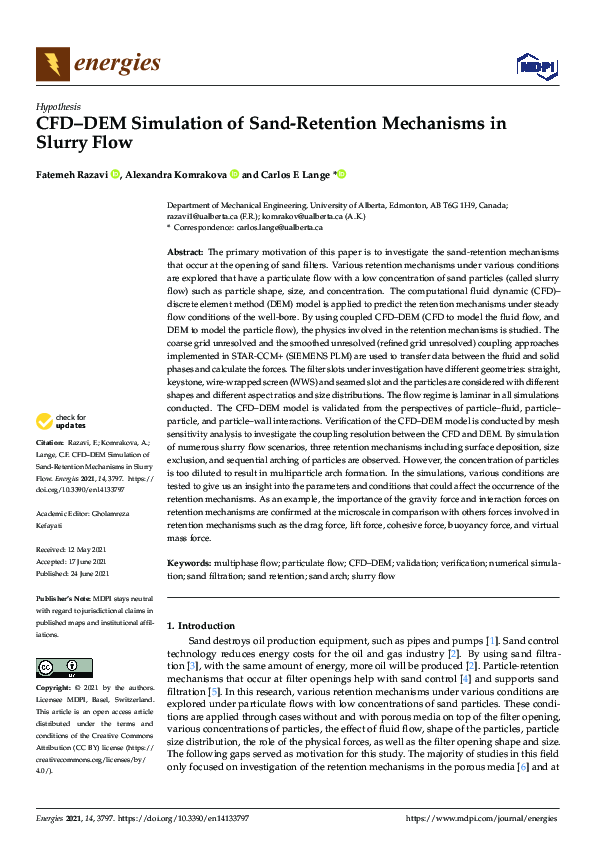 (PDF) CFD–DEM Simulation of Sand-Retention Mechanisms in Slurry Flow