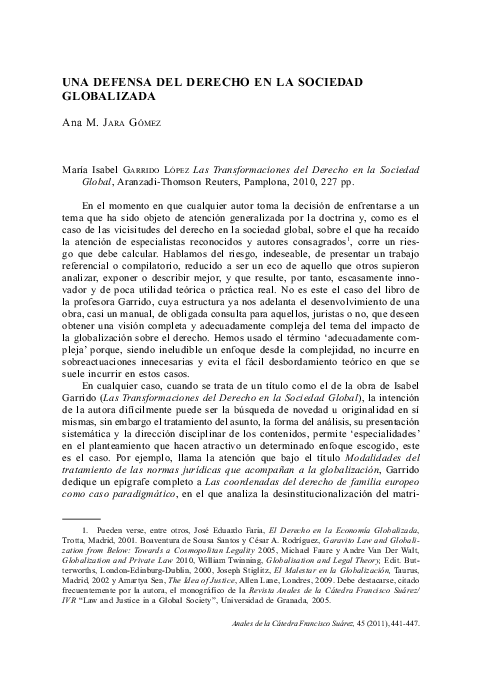 (PDF) UNA DEFENSA DEL DERECHO EN LA SOCIEDAD GLOBALIZADA (María Isabel ...