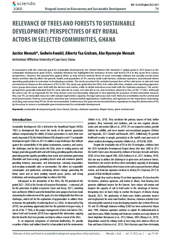 (PDF) Relevance of Trees and Forests to Sustainable Development ...
