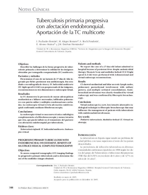 (PDF) Tuberculosis primaria progresiva con afectación endobronquial ...