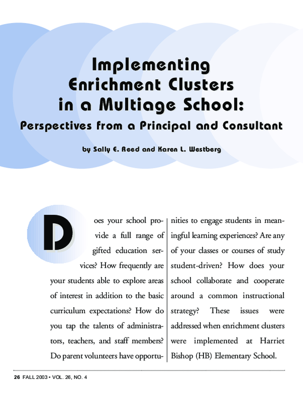 (PDF) Implementing Enrichment Clusters in a Multiage School ...