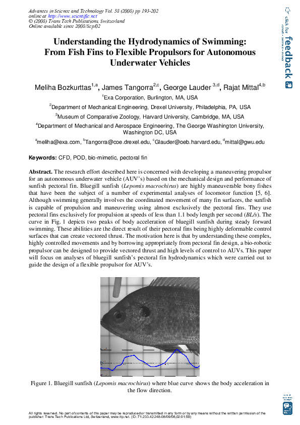 (PDF) Understanding the Hydrodynamics of Swimming: From Fish Fins to Flexible Propulsors for ...
