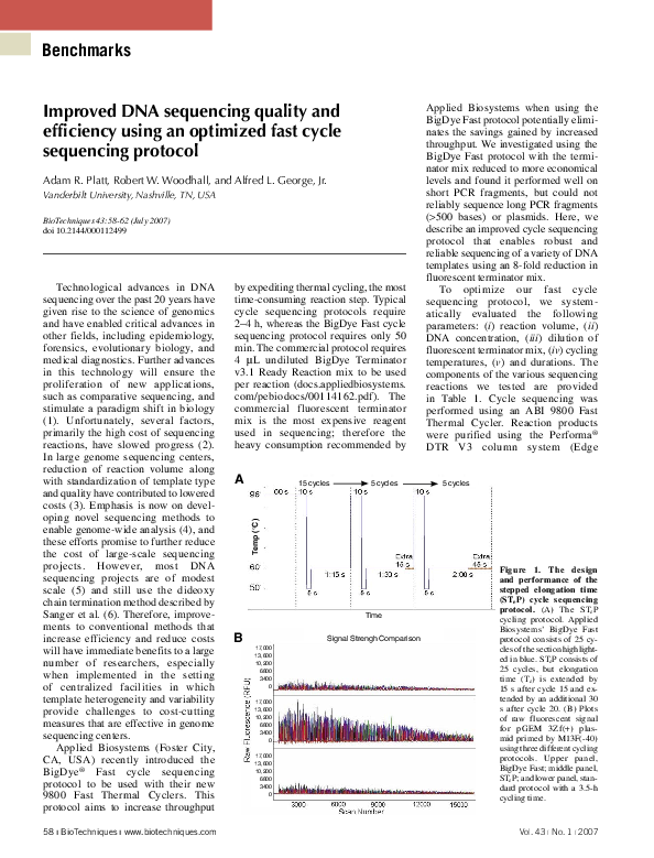 (PDF) Improved DNA sequencing quality and efficiency using an optimized ... (PDF) Improved DNA sequencing quality and efficiency using an optimized ...