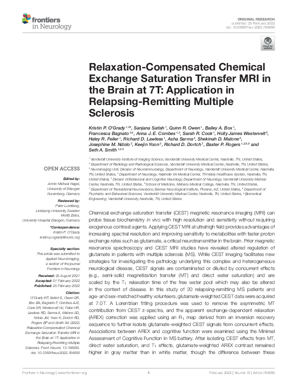 (PDF) Relaxation-Compensated Chemical Exchange Saturation Transfer MRI ...