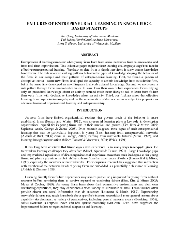 (PDF) Learning Challenges in Knowledge-Based Startups