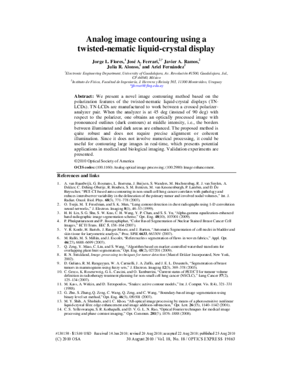 Pdf Analog Image Contouring Using A Twisted Nematic Liquid Crystal Display