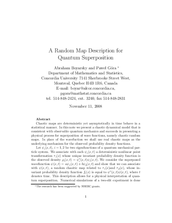 (PDF) A Random Map Description for Quantum Superposition