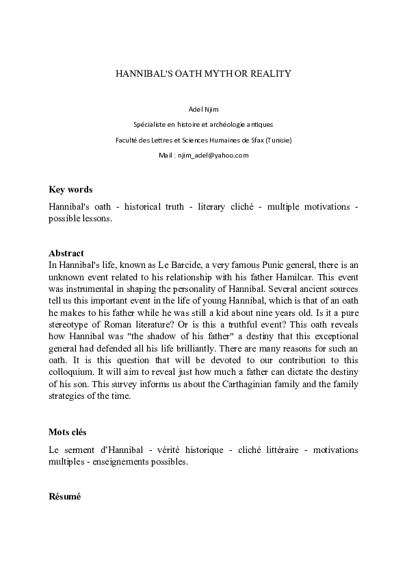 (DOC) HANNIBAL'S OATH MYTH OR REALITY