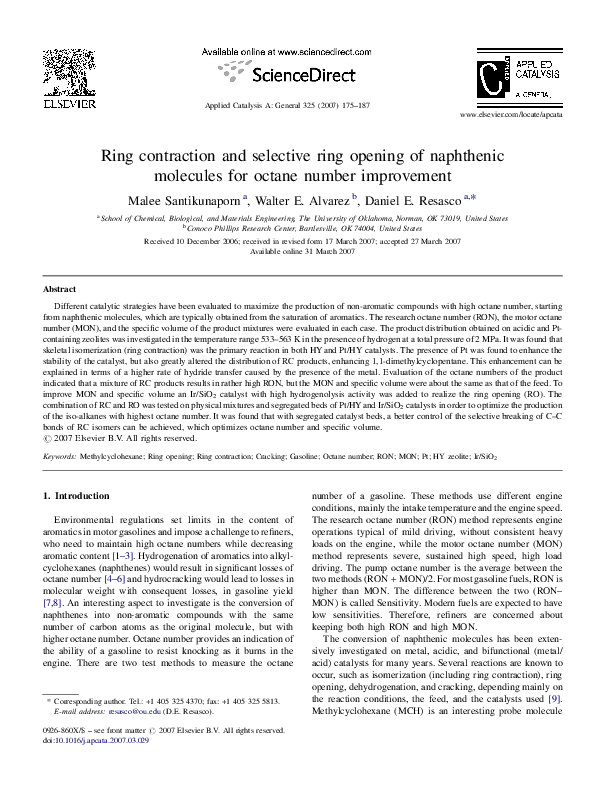 (PDF) Optimizing Octane Number through Naphthenic Ring Modification