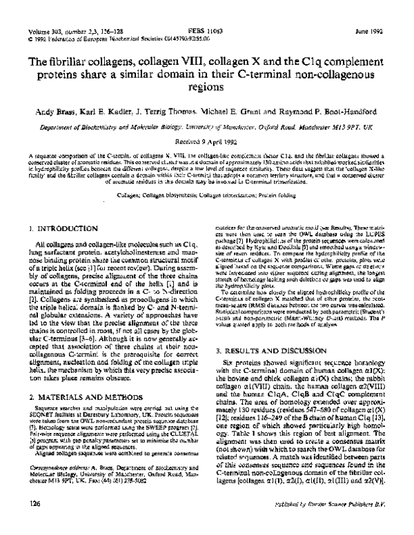 (PDF) The fibrillar collagens, collagen VIII, collagen X and the C1q ...