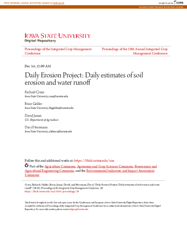 (PDF) Daily Erosion Project: Daily estimates of soil erosion and water ...