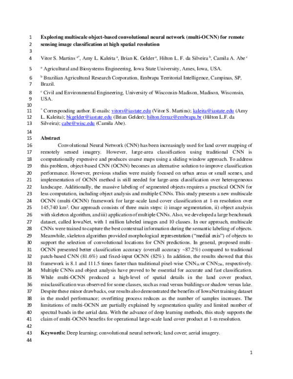Pdf Exploring Multiscale Object Based Convolutional Neural Network