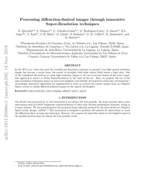 (PDF) Processing diffraction-limited images through innovative Super ...