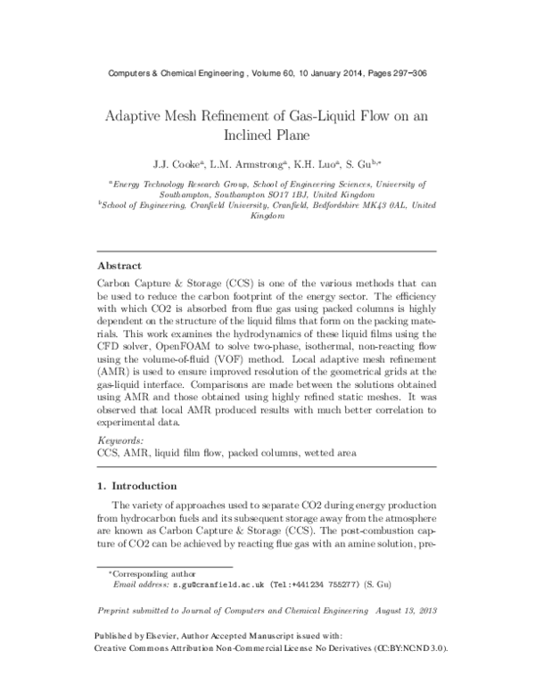 (PDF) Adaptive mesh refinement of gas–liquid flow on an inclined plane