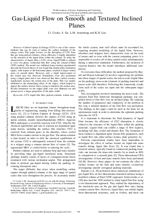 (PDF) Gas-Liquid Flow On Smooth And Textured Inclined Planes