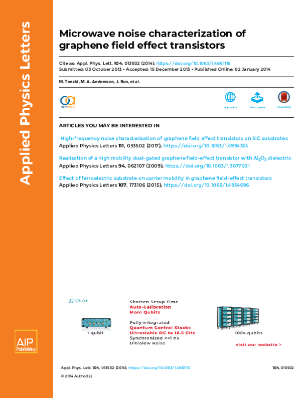 (PDF) Microwave noise characterization of graphene field effect transistors