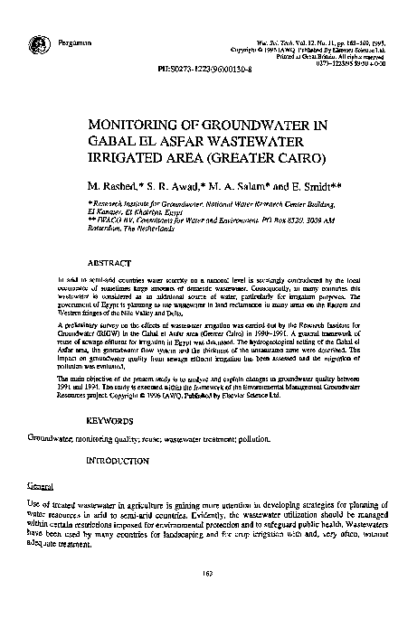 (PDF) Monitoring of groundwater in Gabal el Asfar wastewater irrigated ...