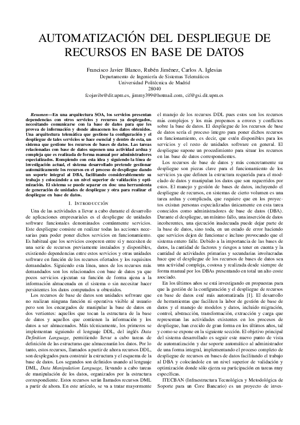 (PDF) Automatización del Despliegue de Recursos en Bases de Datos