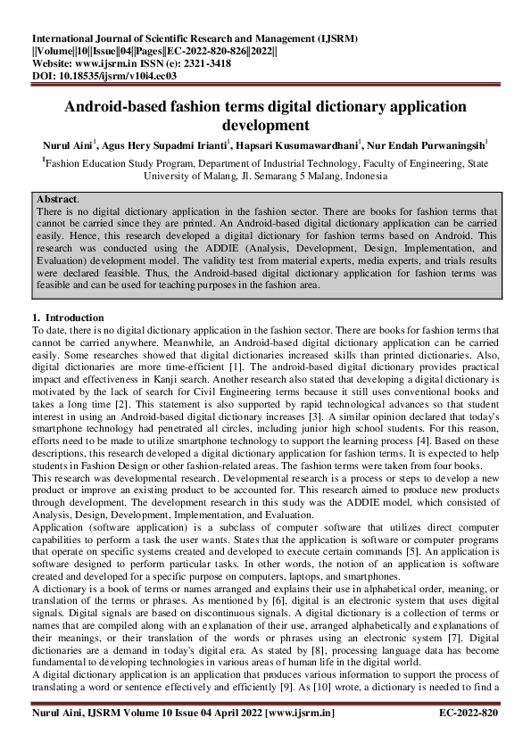 (PDF) Android-based fashion terms digital dictionary application development
