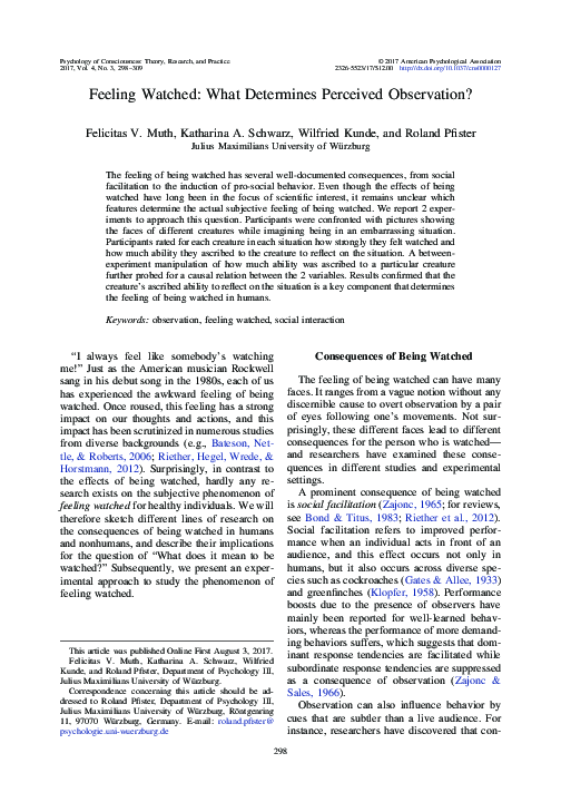 (PDF) Feeling watched: What determines perceived observation?