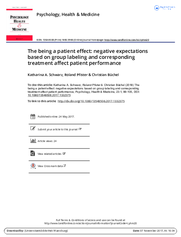(PDF) The being a patient effect: negative expectations based on group ...