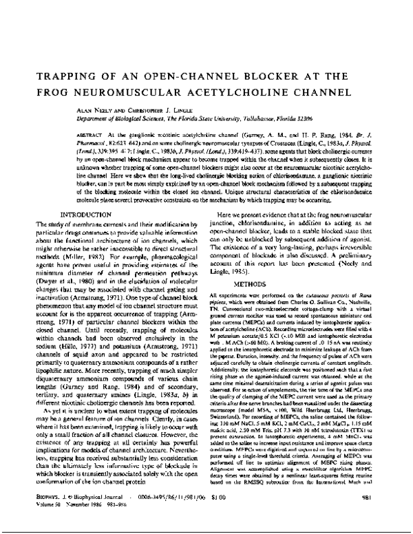 (PDF) Trapping of an open-channel blocker at the frog neuromuscular ...