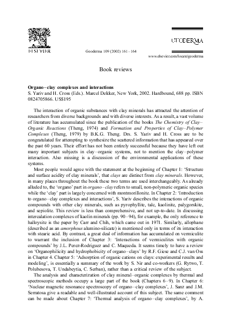 (PDF) Organo–clay complexes and interactions