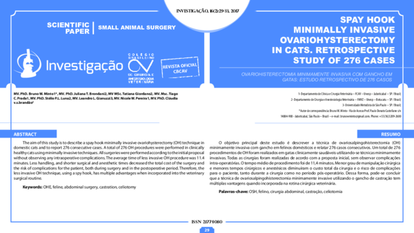(PDF) Spay Hook Minimally Invasive Ovariohysterectomy in Cats ...