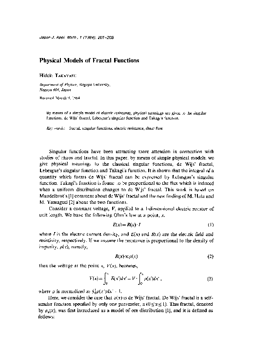 Physical models of fractal functions