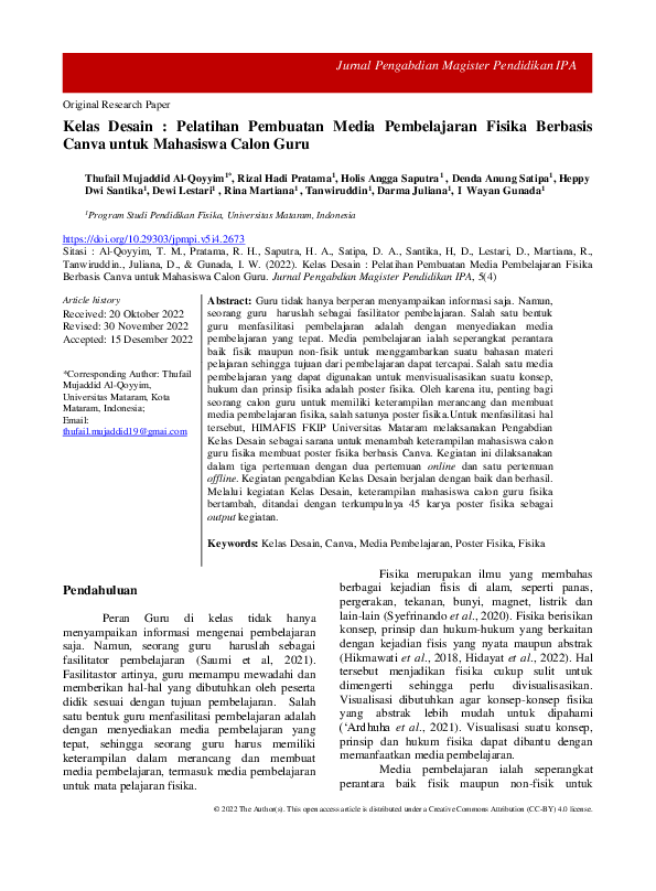 (PDF) Kelas Desain : Pelatihan Pembuatan Media Pembelajaran Fisika ...