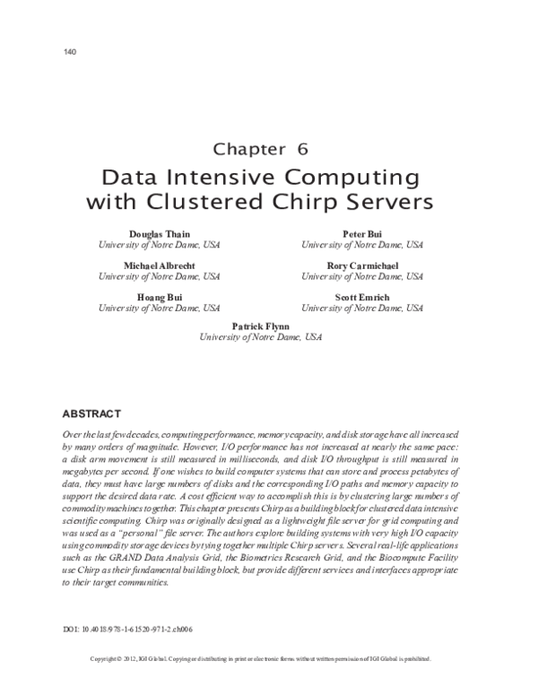 (PDF) Data Intensive Computing with Clustered Chirp Servers