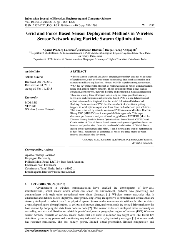 Pdf Grid And Force Based Sensor Deployment Methods In Wireless Sensor Network Using Particle 6108
