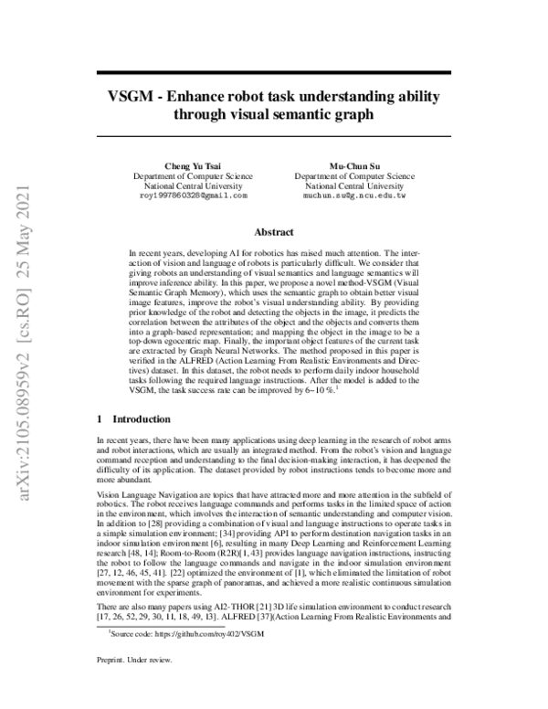 (PDF) VSGM - Enhance robot task understanding ability through visual semantic graph
