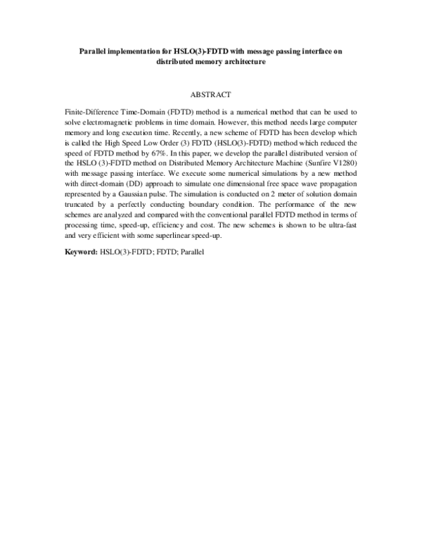 (PDF) Parallel implementation for HSLO(3)-FDTD with message passing ... (PDF) Parallel implementation for HSLO(3)-FDTD with message passing ...