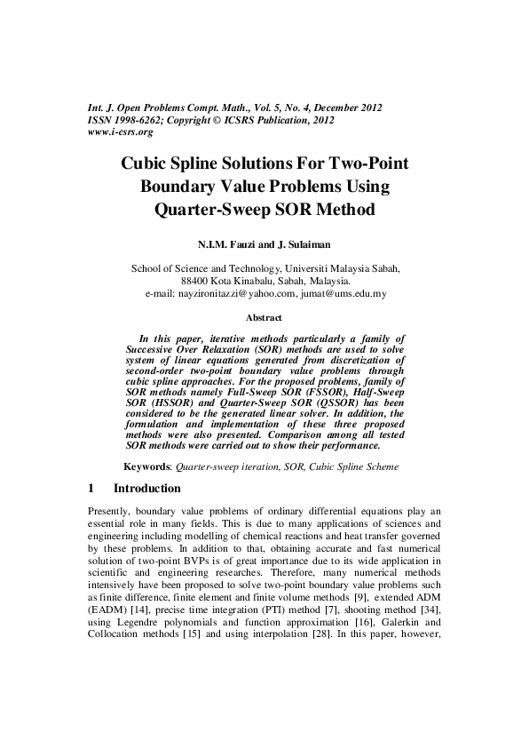 (PDF) Cubic Spline Solutions for Two-Point Boundary Value Problems ...